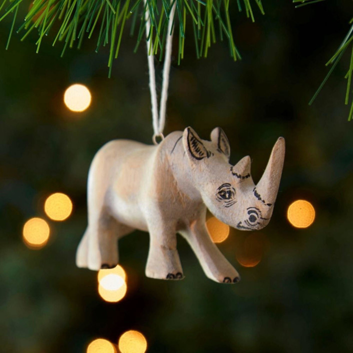 Painted Wood Rhino Christmas Ornament Ornaments by Aahlada Chennupati ...