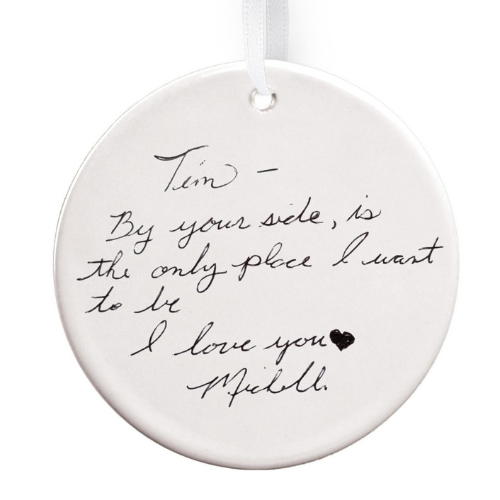 Hand written note-photo upload Round Disc Ornament BR Ornaments by ...