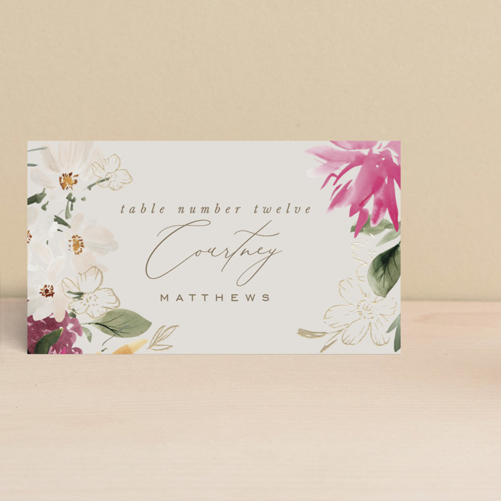 Garden Bloom Foil-Pressed Place Cards by Leah Bisch | Minted