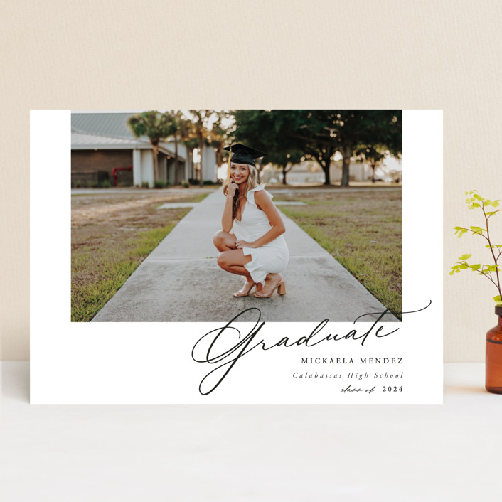 Minimal Script Graduation Announcements by Kamala Nahas | Minted