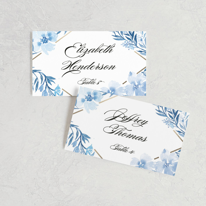 Poetic Blue Place Cards by Qing Ji | Minted