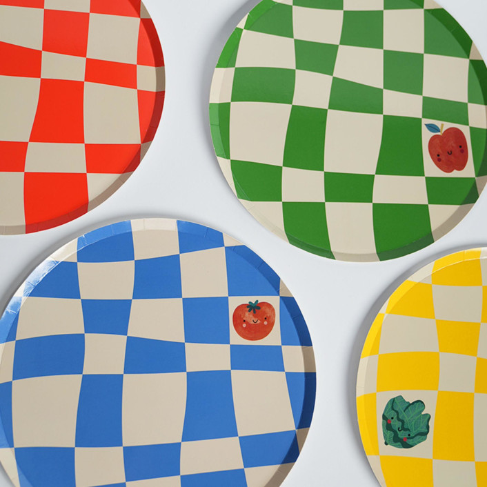 Little Chef Checkered Dinner Plates (x12) Party Plates and Bowls by POP ...