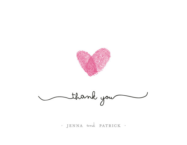 Fingerprint Heart Bridal Shower Thank You Cards by Angelene | Minted