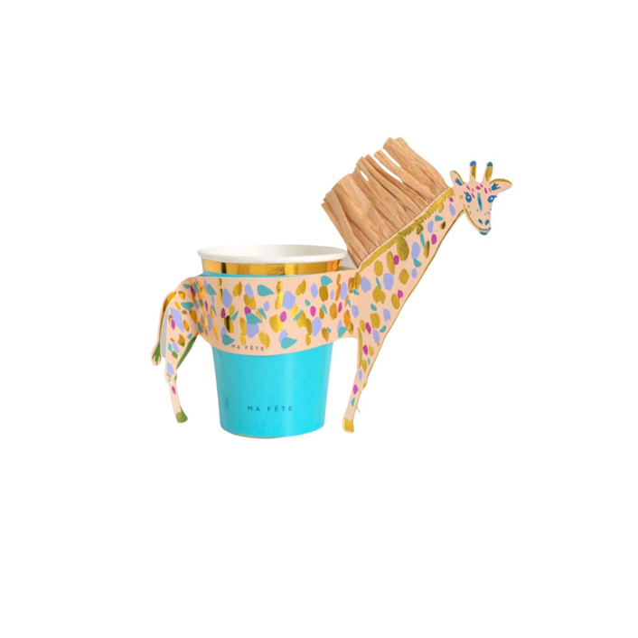 Safari Cups with Giraffe Sleeves - Pack of 8 Party Cups by MA FÊTE | Minted