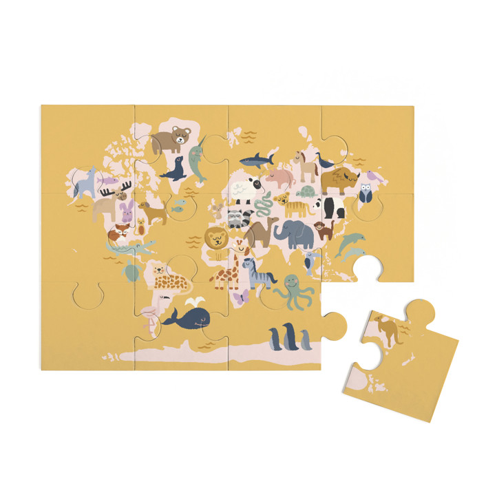Wild World Map 12 Piece Art Puzzle by Jessie Steury | Minted