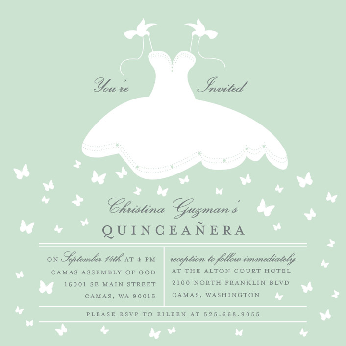 Fluttering Dress Quinceañera Invitations by Sheila Sunaryo | Minted