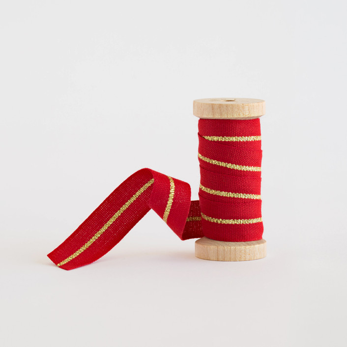 Red & Gold Metallic Stripe Ribbon by Minted | Minted