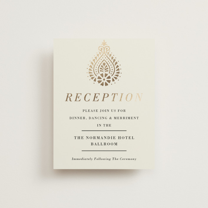 Henna Stamp Foil-Pressed Reception Cards by Oma N. Ramkhelawan | Minted