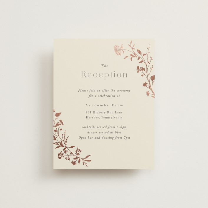 Queen Anne's Lace Foil-Pressed Reception Cards by Jennifer Wick | Minted