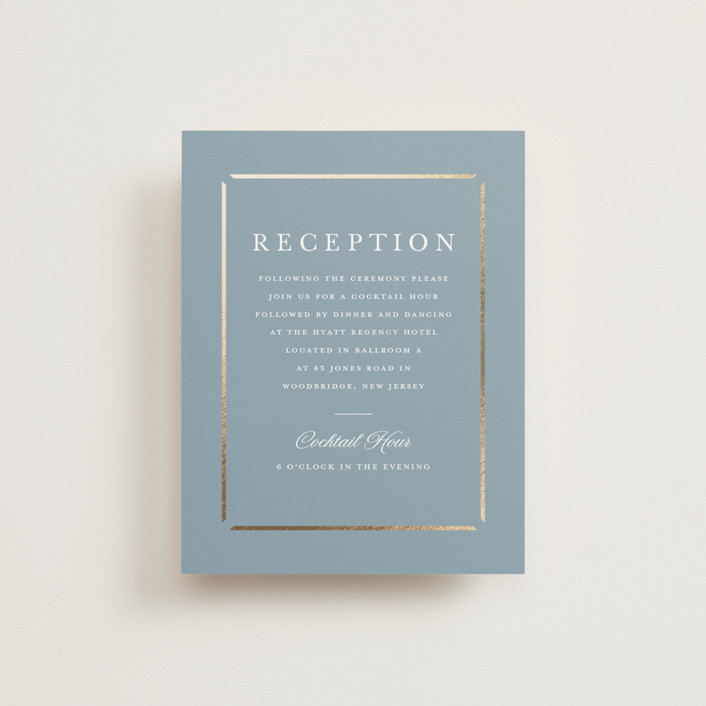 Elegant bevel Foil-Pressed Reception Cards by Stacey Meacham | Minted