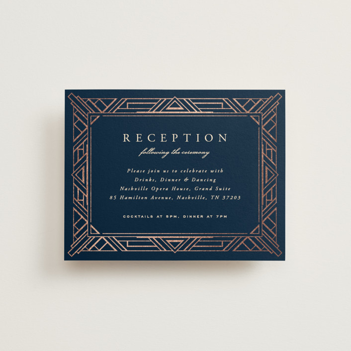 Opulent Border Foil-Pressed Reception Cards by Hooray Creative | Minted