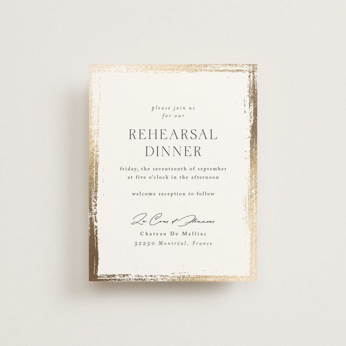 Brushed Edge Foil-Pressed Rehearsal Dinner Cards by Kelly Schmidt | Minted
