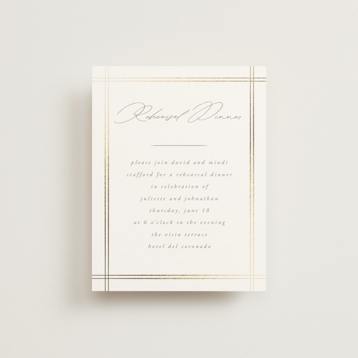 Classic Line Frame Foil-Pressed Rehearsal Dinner Cards by Wildfield ...