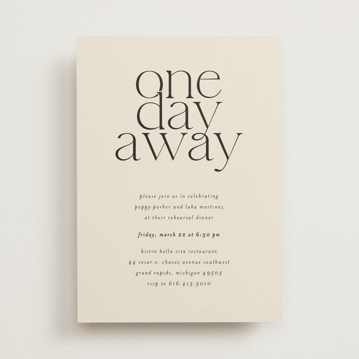 One Day Away Rehearsal Dinner Invitations by taylorVdesign | Minted