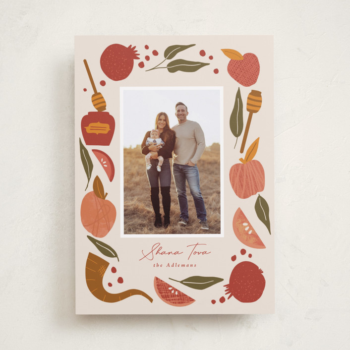 Plentiful Border Rosh Hashanah Cards by Corinne Malesic | Minted