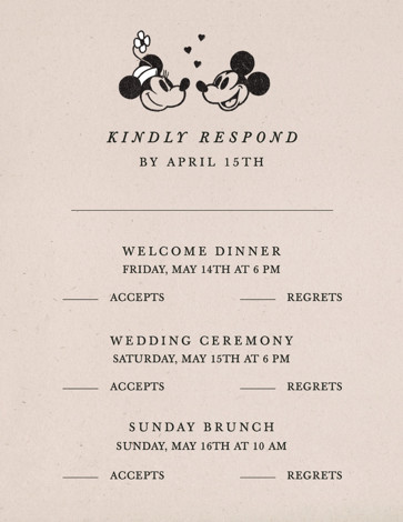 Disney's Retro Mickey Mouse and Minnie Mouse Multi-Event RSVP Cards by ...