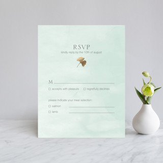 Ginkgo Flutters Foil-Pressed RSVP Cards by Monica ... | Minted