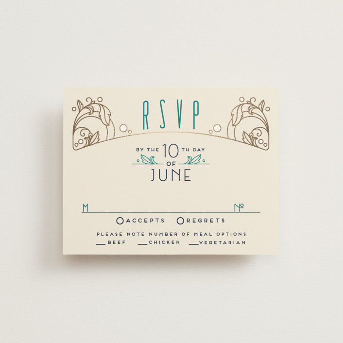 Ornate Deco Foil-Pressed RSVP Cards by GeekInk Design | Minted