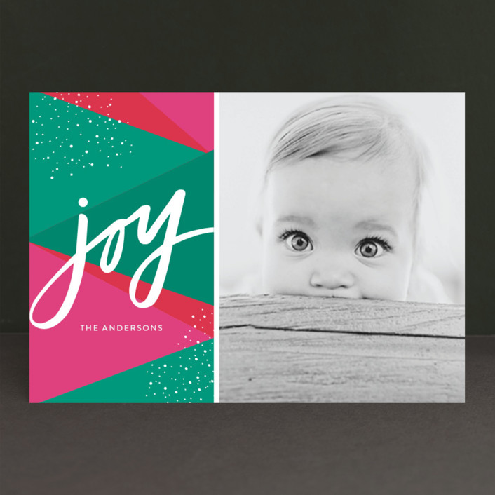 Bright Geo Joy Holiday Photo Cards by Little Print Design | Minted