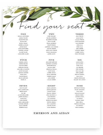 Vines of Green Custom Seating Chart by Susan Moyal | Minted
