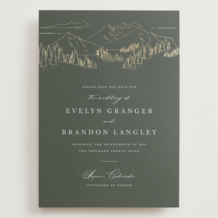 Peaks Foil-Pressed Grand Save The Date Cards by Sarah Brown | Minted
