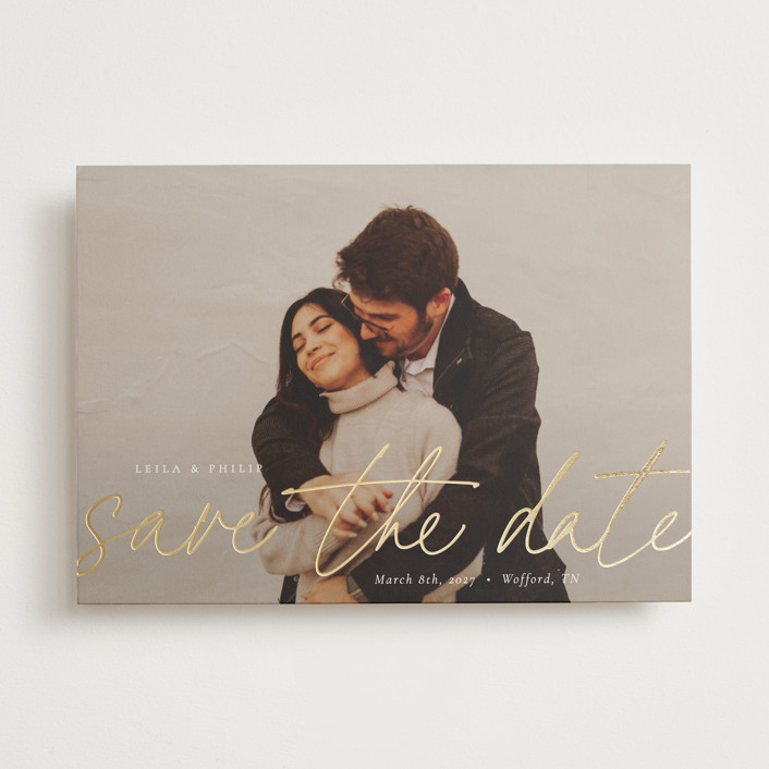 Scripted Foil-Pressed Save The Date Cards by Sara Hicks Malone | Minted