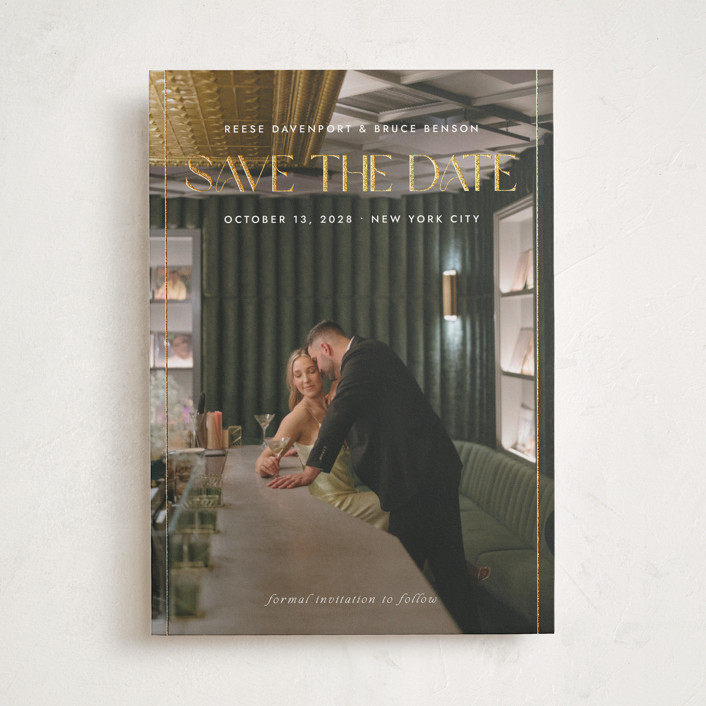 Cover Editorial Foil-Pressed Save The Date Cards by Paula Pecevich | Minted