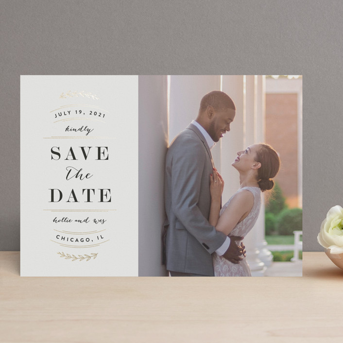 Elegant Announcement Foil-Pressed Save The Date Cards by Kelly Schmidt ...