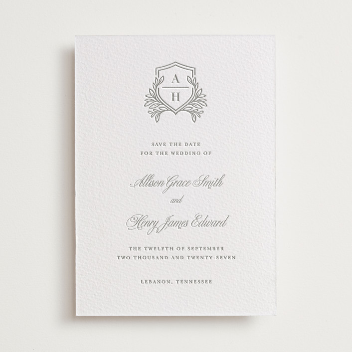 Chic Monogram Letterpress Save the Date Cards by Mansi Verma | Minted
