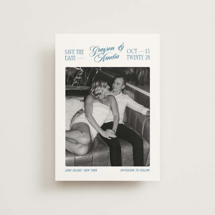 Opening Titles Save The Date Postcards by Robert and Stella | Minted
