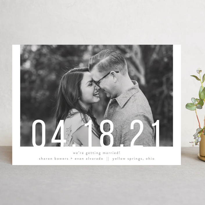 Date Check Save The Date Cards by Up Up Creative | Minted