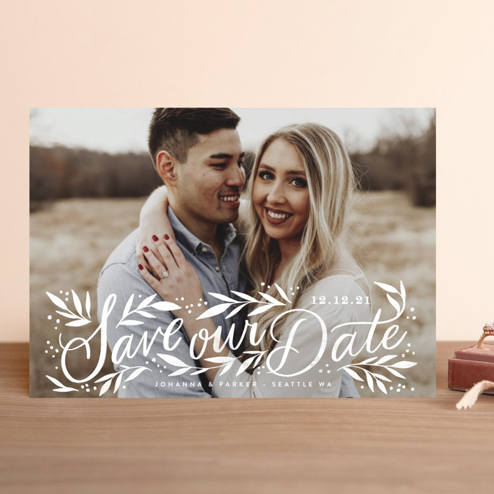 Leafy Lettering Script Save The Date Cards by Alethea and Ruth | Minted