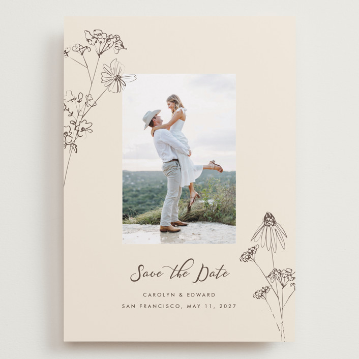 Sketched Florals Grand Save The Date Cards by Baumbirdy | Minted