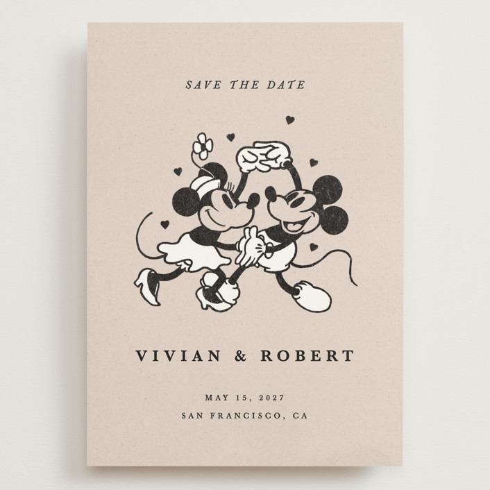 Disney's Retro Mickey Mouse and Minnie Mouse Grand Save The Date Cards ...