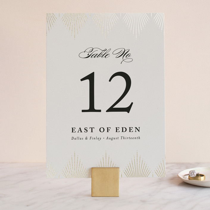 Deco Fan Border Foil-Pressed Table Numbers by Kelly Schmidt | Minted