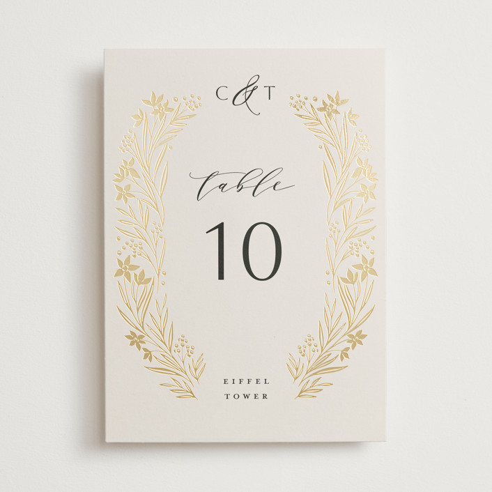 Floral Border Foil-Pressed Table Numbers by Leah Bisch | Minted