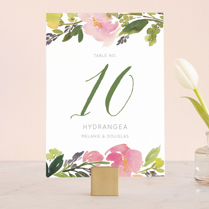 Watercolor Floral Table Numbers by Yao Cheng Design | Minted