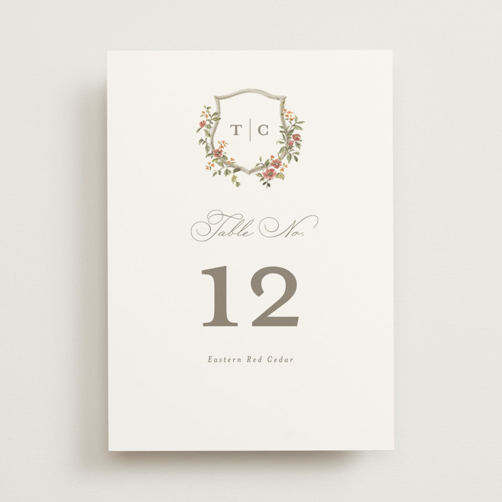 Foliage Crest Table Numbers by Everett Paper Goods | Minted