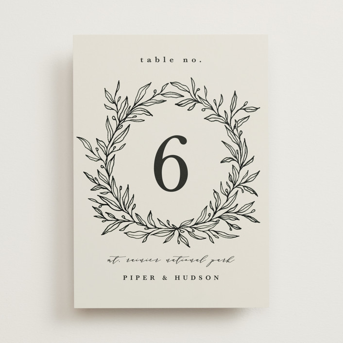 leafy wreath Table Numbers by Kate Ahn | Minted