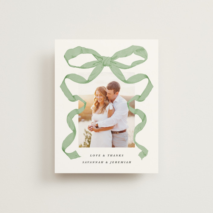 Antique Ribbon Wedding Thank You Cards by Olivia Kanaley Inman | Minted