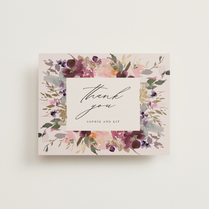 Fleur Foil-Pressed Wedding Thank You Cards by Lori Wemple | Minted