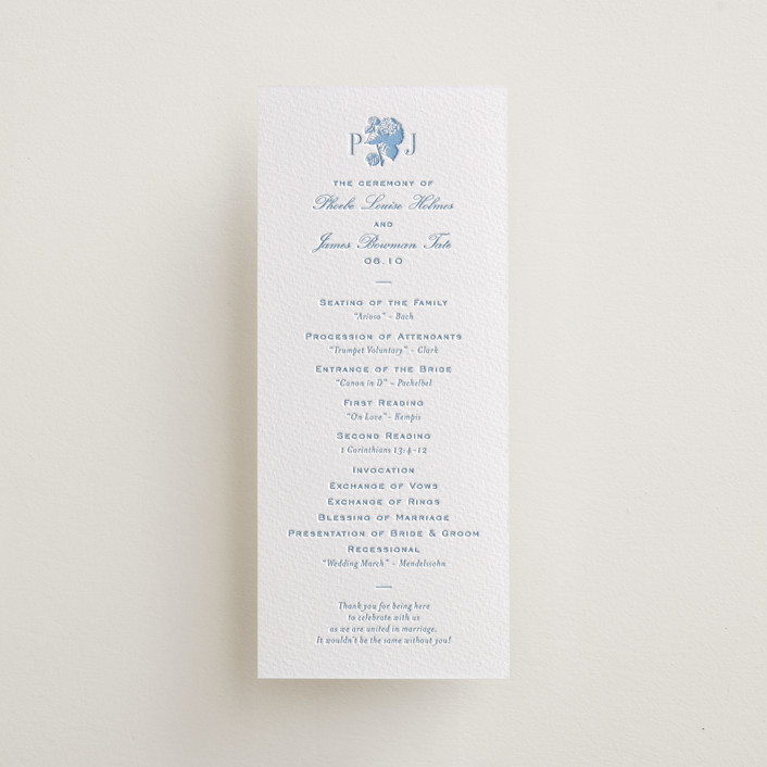 Chesapeake Letterpress Long Programs by Megan Davis | Minted