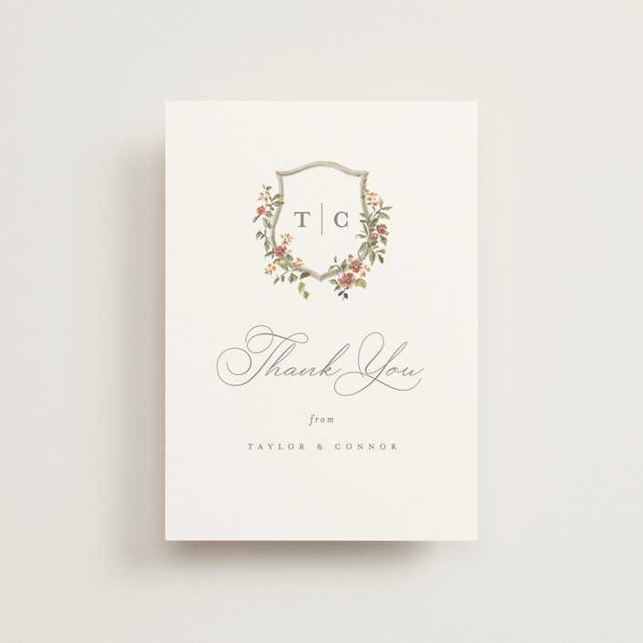 Foliage Crest Wedding Thank You Postcards by Everett Paper Goods | Minted