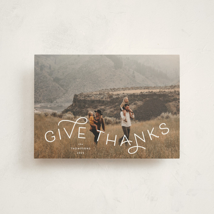 Give Thanks Modern Thanksgiving Postcards by Kristel | Minted
