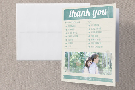 Vintage Survey Folded Wedding Thank You Cards by B... | Minted