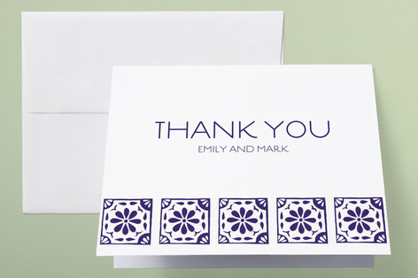 Block Printed Tile Folded Wedding Thank You Cards... | Minted
