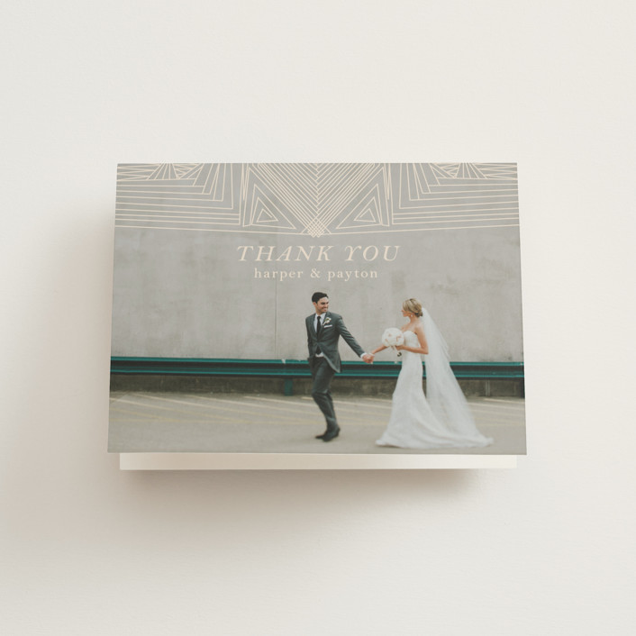 Art Deco Frame Folded Wedding Thank You Cards by Caitlin Mac | Minted