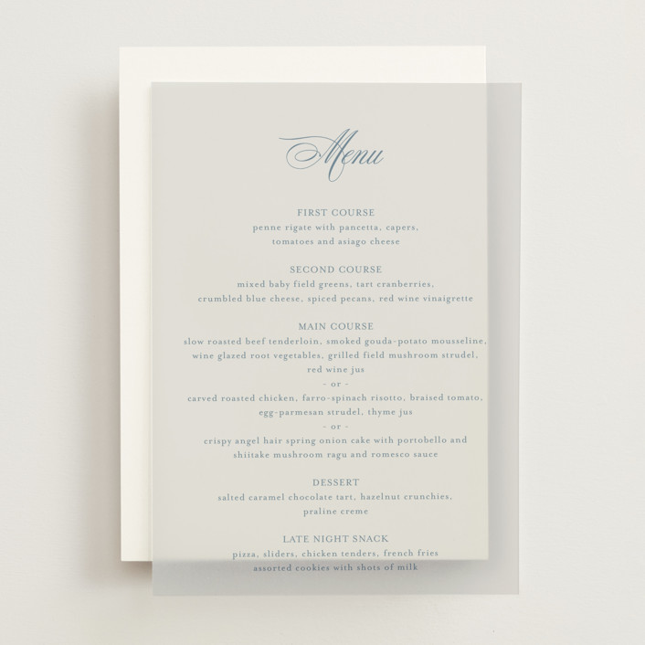 Empire Vellum Menus by Jennifer Postorino | Minted