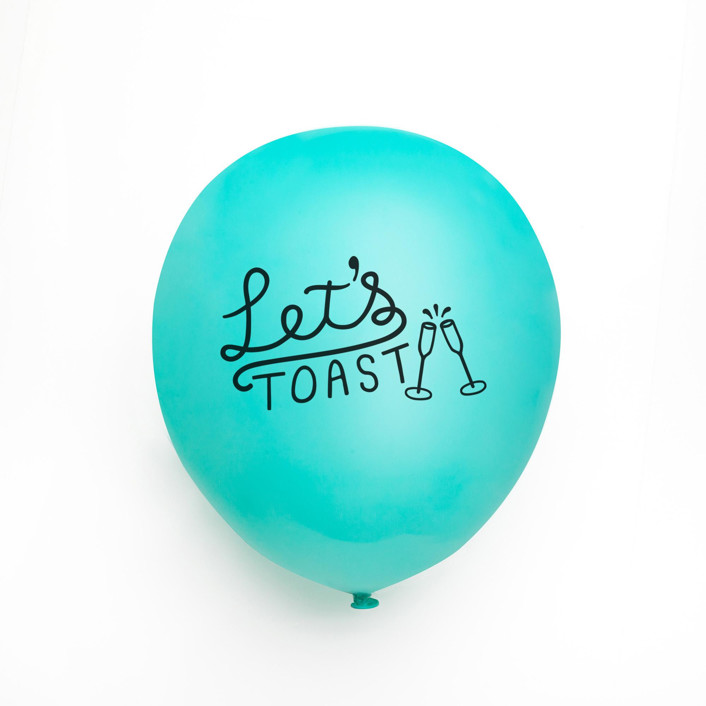 Let's Toast Latex Balloon, Robin's Egg and Black, set of 3 Balloons by ...