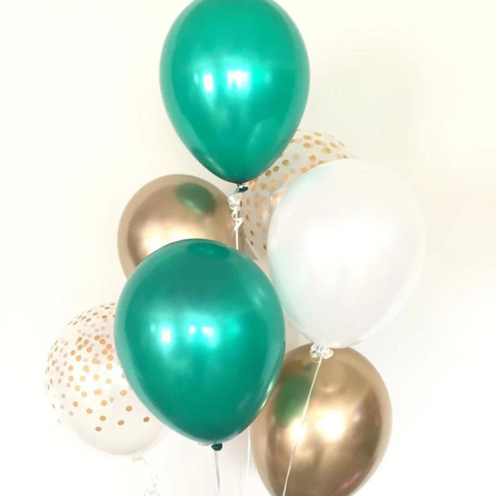 Emerald Green and Gold Balloons | Set of 8 Standard 11" Latex Balloons ...